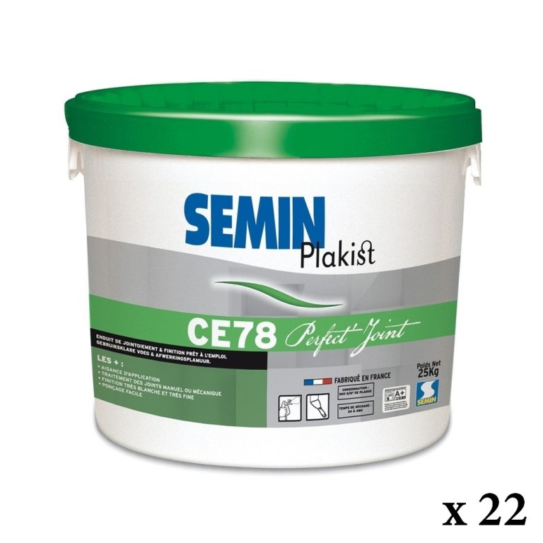 Enduit en pâte Plakist CE 78, Perfect'Joint, palette 22 seaux 25 kg | Semin