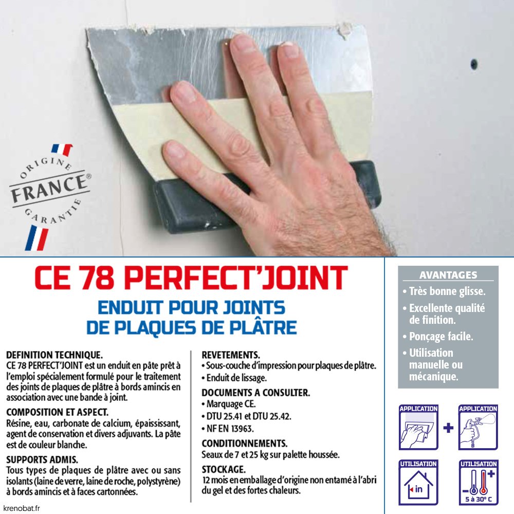 Enduit en pâte Plakist CE 78, Perfect'Joint, palette 22 seaux 25 kg | Semin